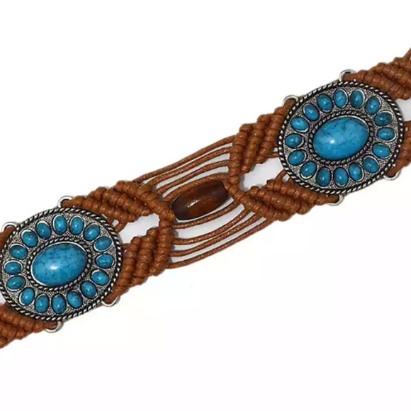 CALIFORNIA GYPSY | Accessories | Macrame Turquoise Western Concho Wood ...